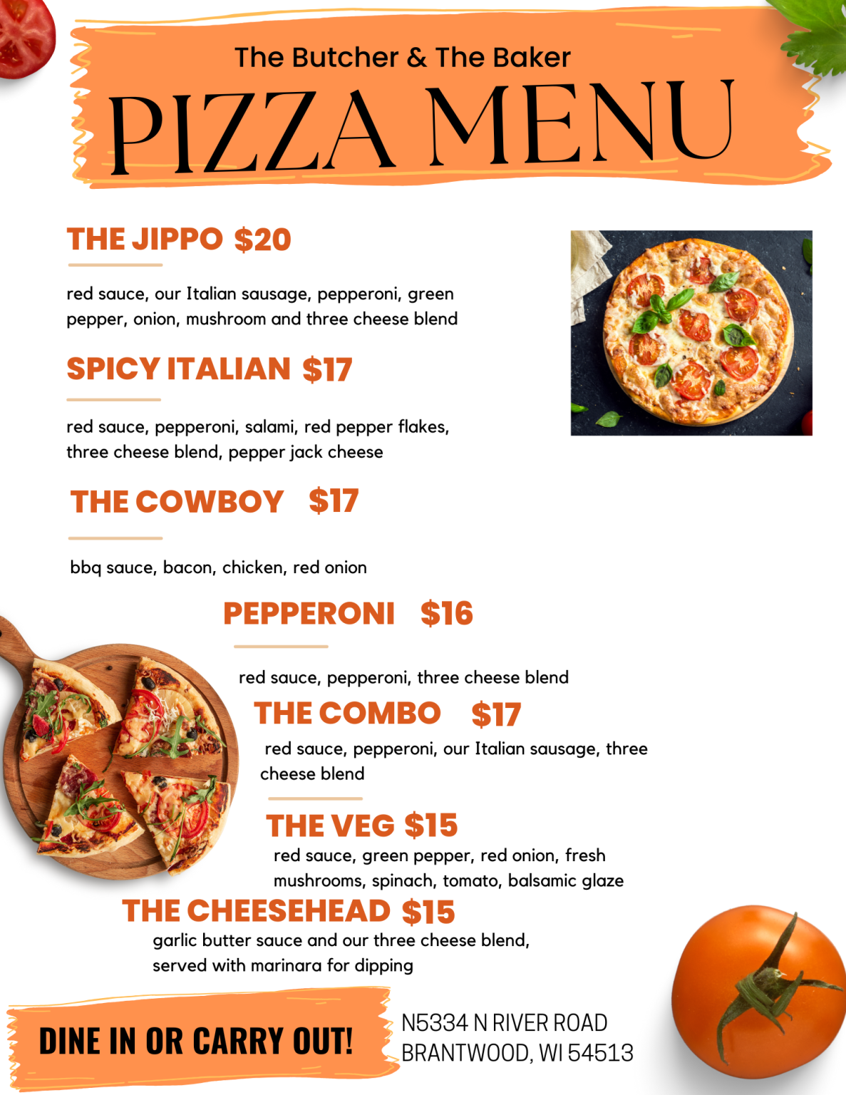 Deli and Pizza Menus – The Butcher and the Baker