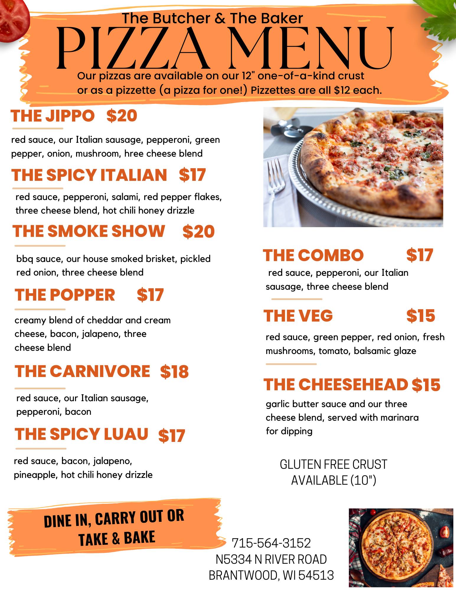 Deli and Pizza Menus – The Butcher and the Baker